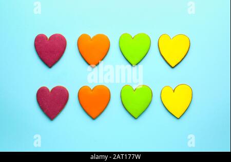 Pink valentines day background with different sweet hearts. Valentine ...