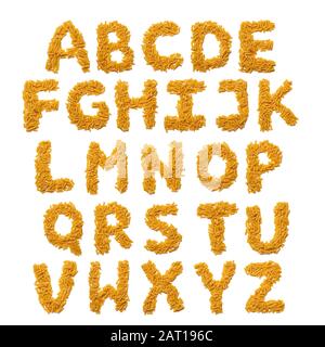 Alphabet made of macaroni letters isolated on white background Stock ...