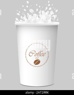 Coffee cup with splash flat design long shadow color icon. Brewed ...