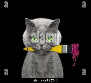 Funny baby painter on white background Stock Photo - Alamy