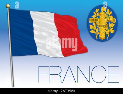 France coat of arms and flag, official symbols of the nation Stock ...