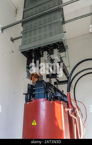 View on transformer on the site Stock Photo - Alamy