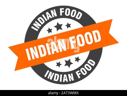 indian food round orange sticker isolated on white Stock Vector Image ...