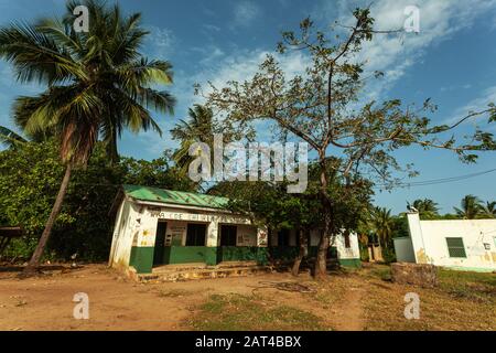 A nursery school building under palms in a village in Kenya (Ukunda ...