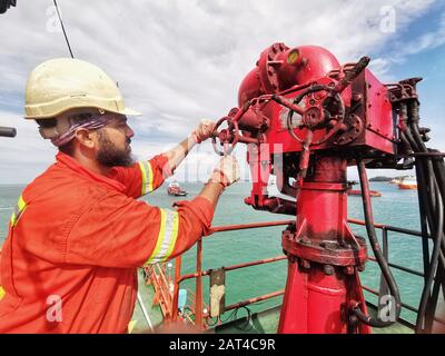 Diesel engine driven fire pump in industrial or factory, Main equipment ...