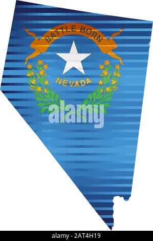 Nevada state USA map glowing silhouette outline made of stars lines ...