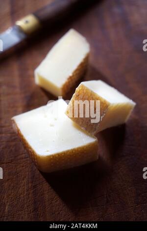 Sardinian goat cheese on a wooden board, Italy, Europe Stock Photo - Alamy