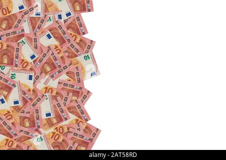 Pattern part of 10 euro banknote close-up with small red details ...