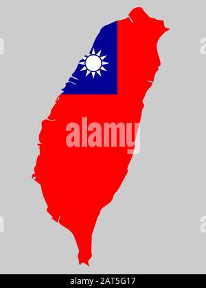 China and Taiwan Map Flag. Map of China and Taiwan with the Chinese ...