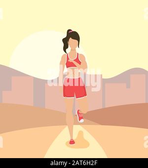 woman in sport clothes running activity vector illustration Stock ...