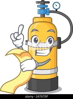Funny oxygen cylinder cartoon character design style with board Stock ...