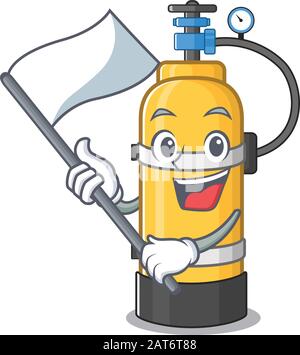 Funny oxygen cylinder cartoon character design style with board Stock ...