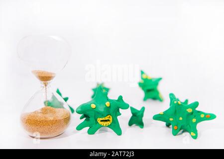 Microbes made from Play Clay. Abstract photo of the spread of the virus ...