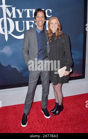 Danny Pudi with wife Bridget Showalter Pudi at the premiere of the ...