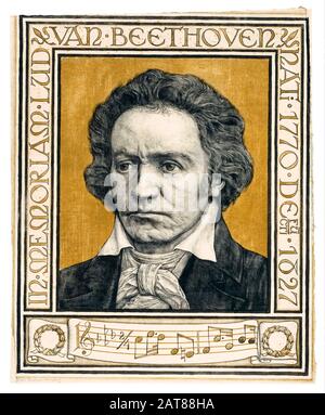 Beethoven portrait, Ludwig van Beethoven (1770-1827), Composer, print ...