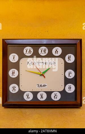 Ethiopian analogue clock face displaying geez ethiopic numerals Stock ...