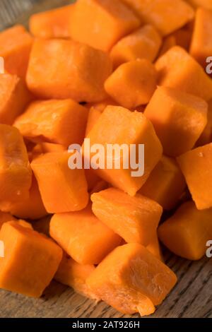 Organic, healthy potatoes cut into cubes in a test tube Stock Photo - Alamy