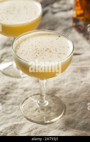 Homemade Bourbon Egg Flip Cocktail with Nutmeg Stock Photo - Alamy