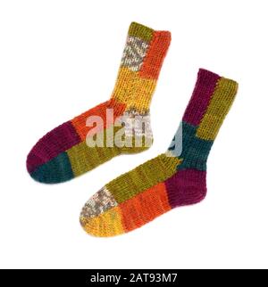 Warm woolen socks isolated on white background Stock Photo - Alamy