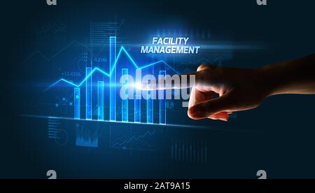 Hand touching FACILITY MANAGEMENT button, business concept Stock Photo ...