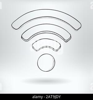 Doodle modem router icon or logo, hand drawn with thin black line Stock ...