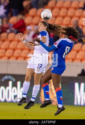 Costa Rica forward María Paula Salas (9) controls possession with a header during the Concacaf W ...
