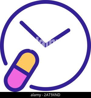 Time taking medication icon vector. Isolated contour symbol ...