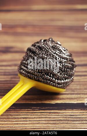 Metal sponge for cleaning and washing dishes Stock Photo - Alamy