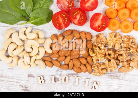 Natural sources of vitamin B7 biotin Stock Photo - Alamy