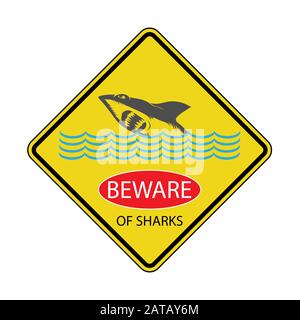Hazard sign with shark symbol Stock Photo - Alamy