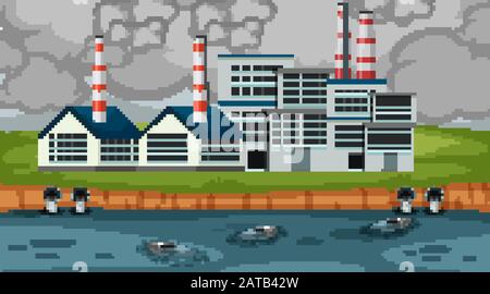 Scene with dirty water at the factory illustration Stock Vector Image ...