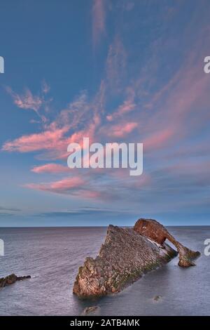 Scotland, UK landscape - Sunset at Bow Fiddle Rock on the Scottish ...