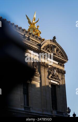 Side view of the Paris Opera House aka Palais Garnier or Opéra Garnier ...