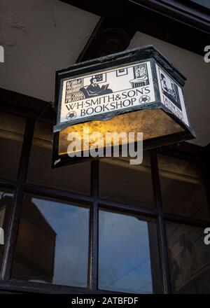 WH SMITH shop in Newtown, Powys, as restored to its original 1928 look ...