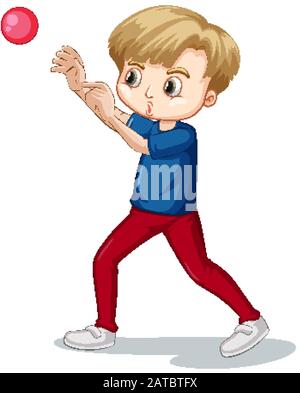 Cute boy throwing a ball in the air. Vector illustration Stock Vector ...