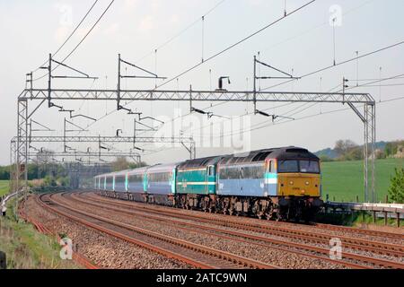 A pair of class 47 diesel locomotives numbers 47810 and 47501 working a ...