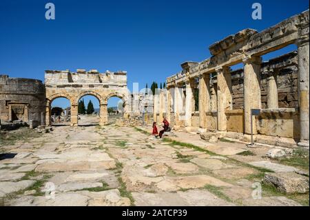 Frontinus Gate at Hierapolis Ancient City in Pamukkale, Denizli City ...