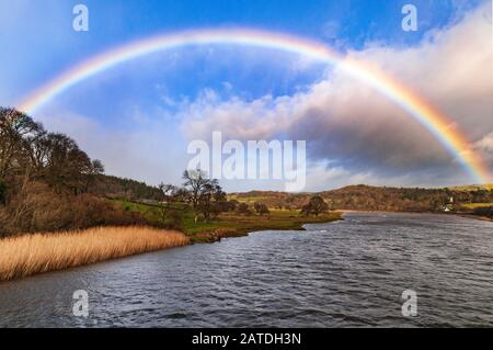 Rainbow over the river Conwy in North Wales Stock Photo - Alamy