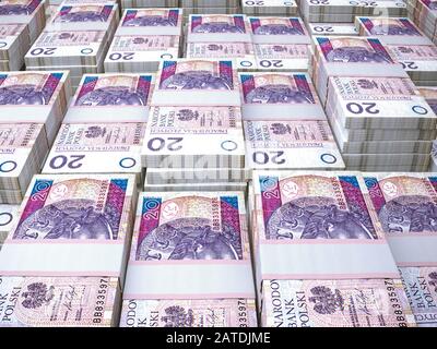 Currency of Poland. Business background. Warsaw. PLN. Polish zloty ...