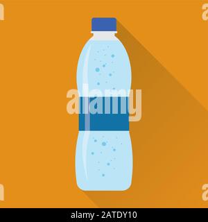 Plastic bottle of fresh sparkling water icon in flat style isolated on ...