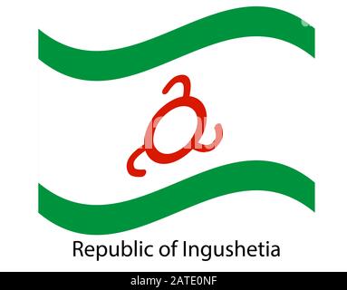 Ingushetia Republic national flag on white background texture ...