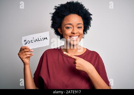 Young African American afro politician woman with curly hair socialist ...