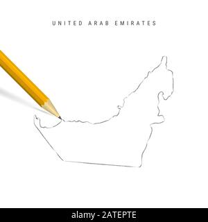 United Arab Emirates Blank Map Isolated on White Background. High ...