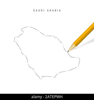 Saudi Arabia Blank Map Isolated on White Background. High-Detailed ...