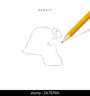 Outline 3D Map of Kuwait Stock Photo - Alamy