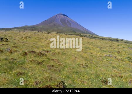 Aerial View of Mount Pico, Ponta do Pico, Mount Pico is the highest ...