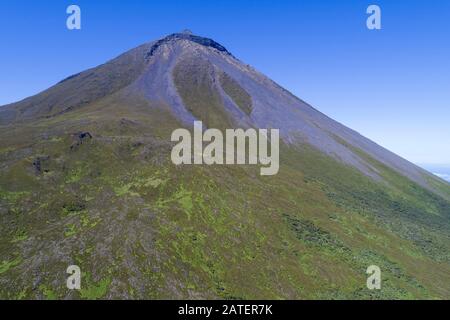 Aerial View of Mount Pico, Ponta do Pico, Mount Pico is the highest ...