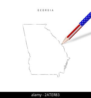 Georgia freehand pencil sketch outline map isolated on white background ...