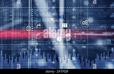 Binary code. ICT - information and telecommunication technology and IOT ...