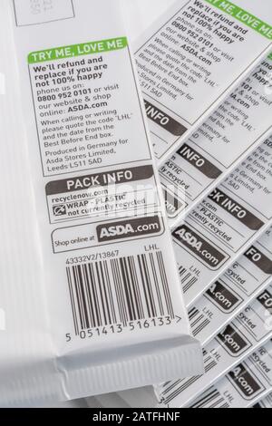 ASDA dark chocolate food packaging displaying dietary nutrition ...